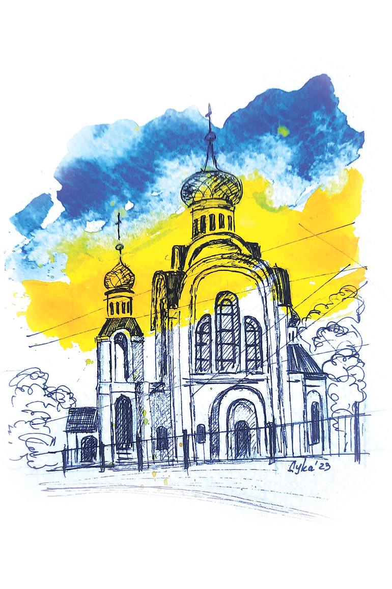 Christmas Anniversary Cathedral, Kharkiv, Ukraine Painting by Yevheniya ...