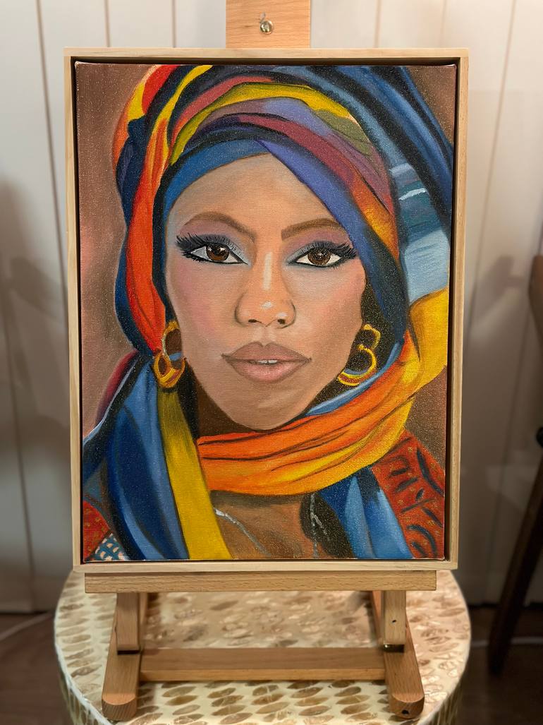 African Woman wearing a Doek headdress Painting by Radhika Dias ...