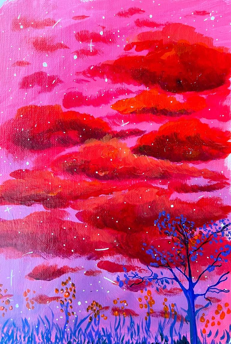Red Sky Drawing by Virinpon Arunwiram | Saatchi Art
