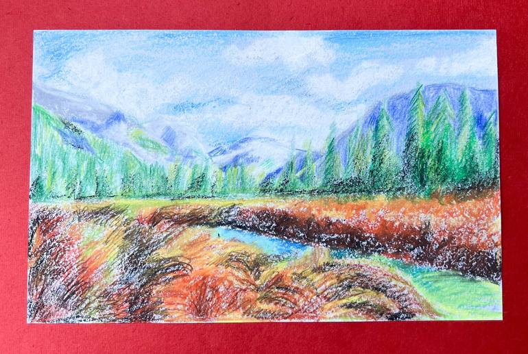 Forest & River Drawing by Virinpon Arunwiram | Saatchi Art