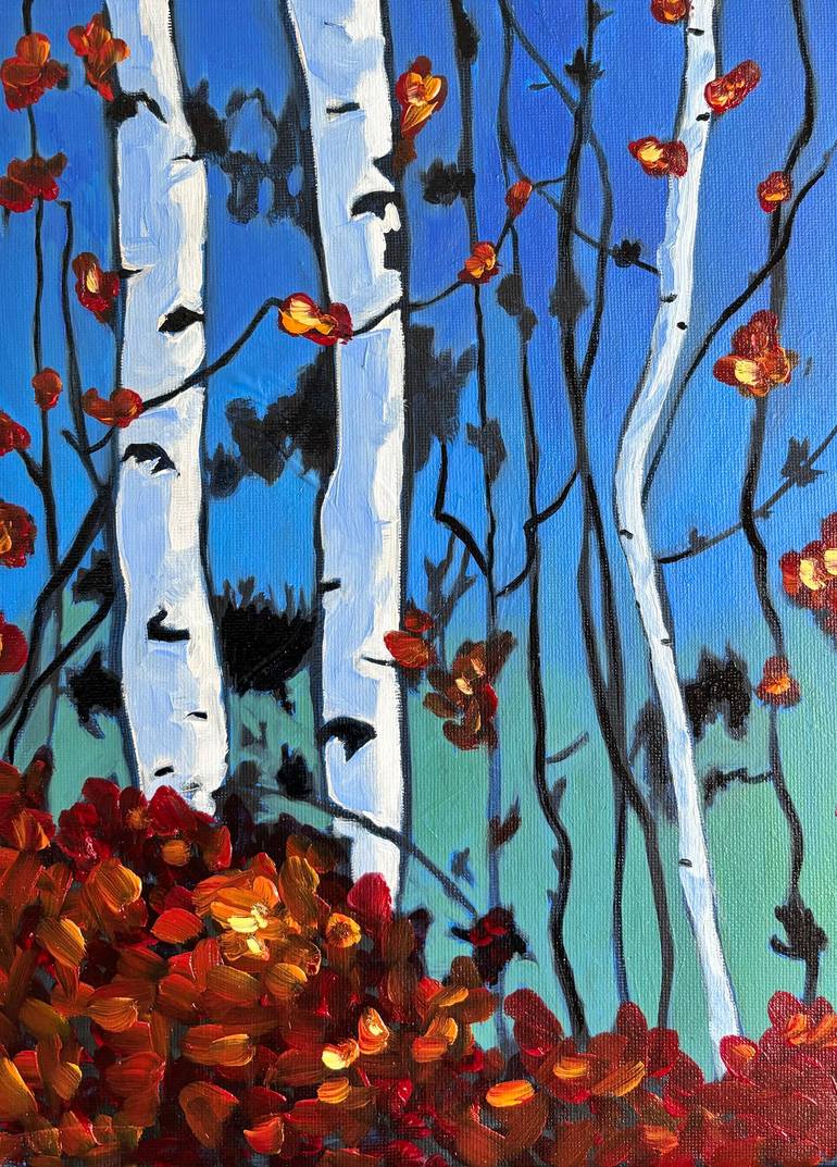 Birch trees Painting by Natasha Kochart | Saatchi Art