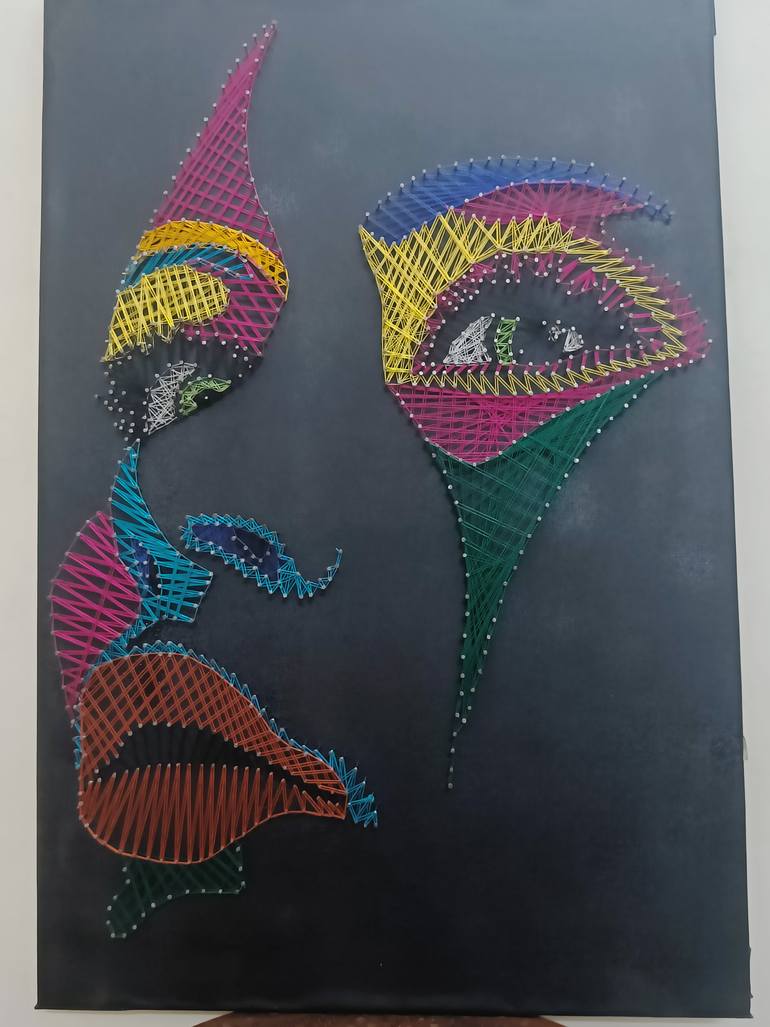 Abstract Face String Art Sculpture by Komal Vashishtha | Saatchi Art