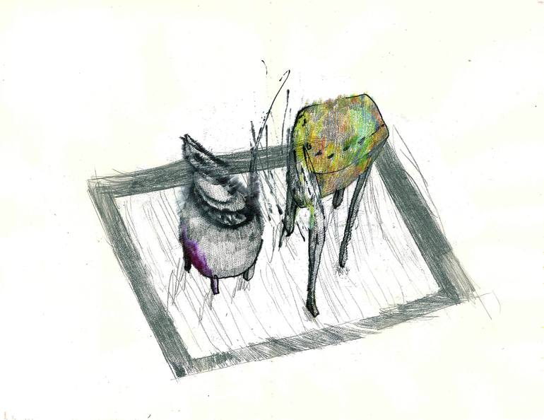 Water Towers on Table Drawing by Theo The Fifth | Saatchi Art