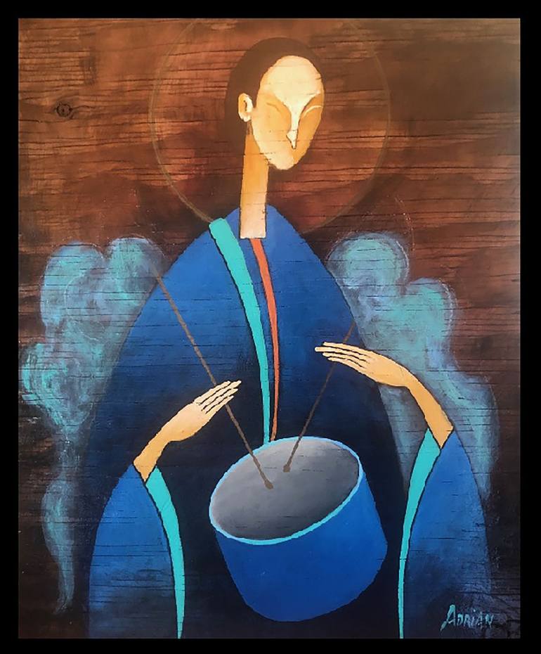 Angel Drummer Painting by Adrian Litman | Saatchi Art