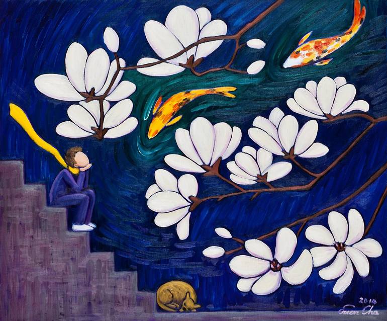 Magnolia and the Big Prince Painting by Erion Cha | Saatchi Art