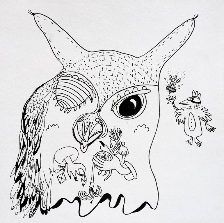 Ghost Animals - Hooty Drawing by Jade Wolf | Saatchi Art