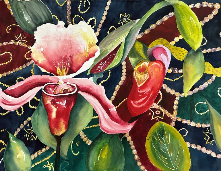 Kissing Orchids Painting by Bonnie David | Saatchi Art