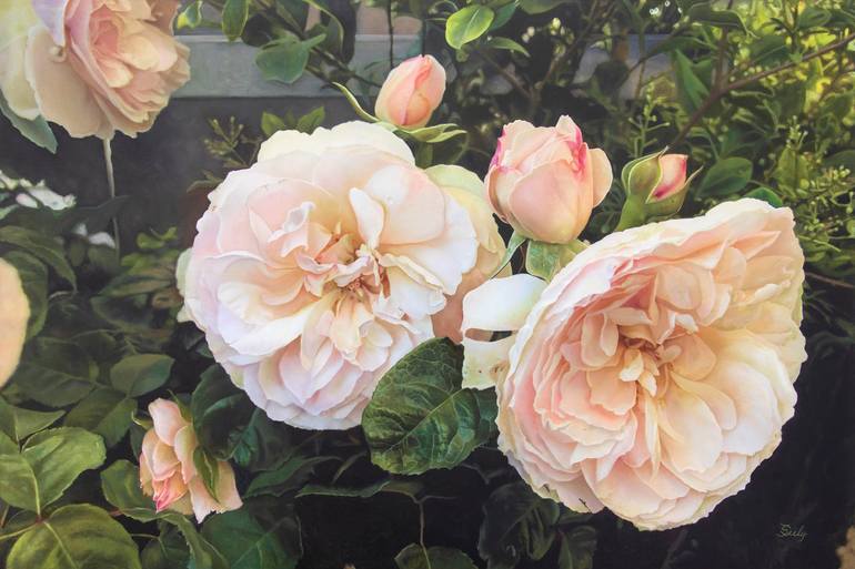 Blush Rose Garden Painting by Lisa Seely | Saatchi Art