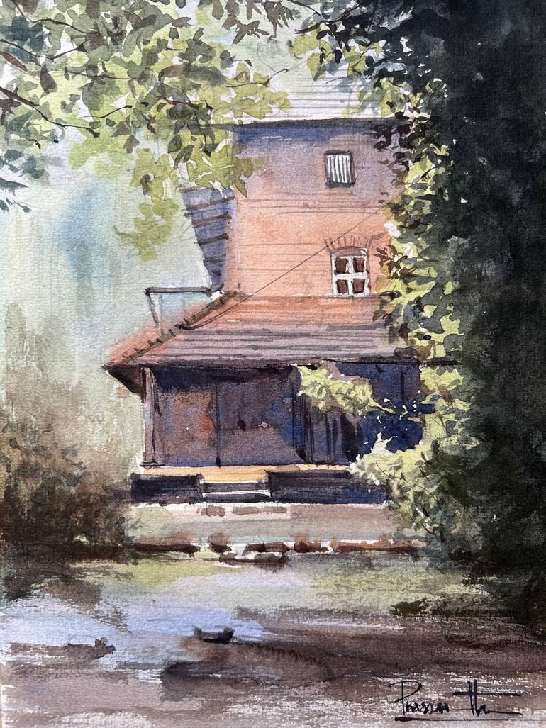 Traditional homes of Kerala Painting by Prasanth KP | Saatchi Art