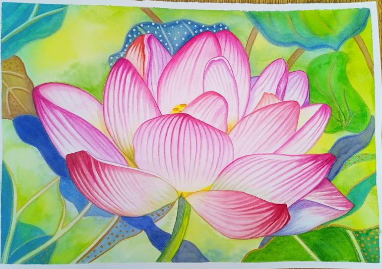 Lotus Painting by Elena Popova | Saatchi Art