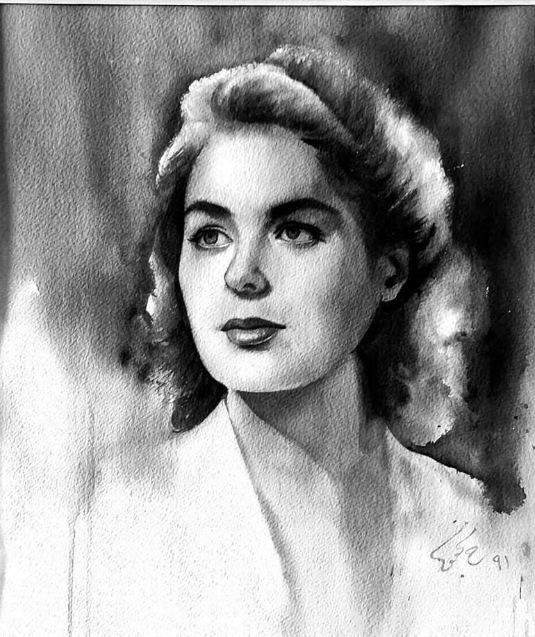 Watercolor Portrait of Ingrid Bergman Painting by oriental company ...
