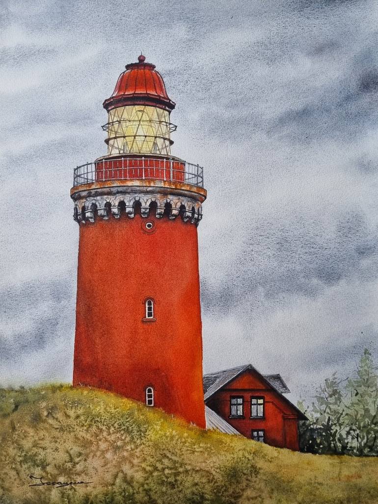 Danish lighthouse! Painting by Zinaida Issayeva | Saatchi Art