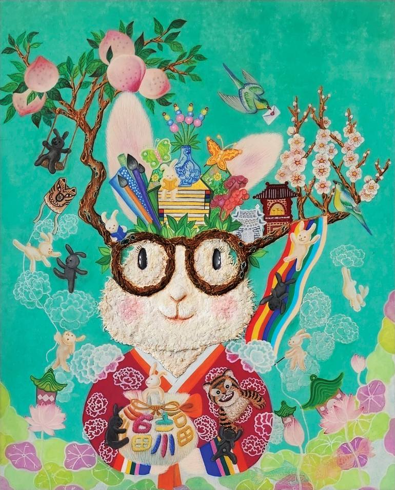 a rabbit's wish Painting by Min Jung Kim | Saatchi Art