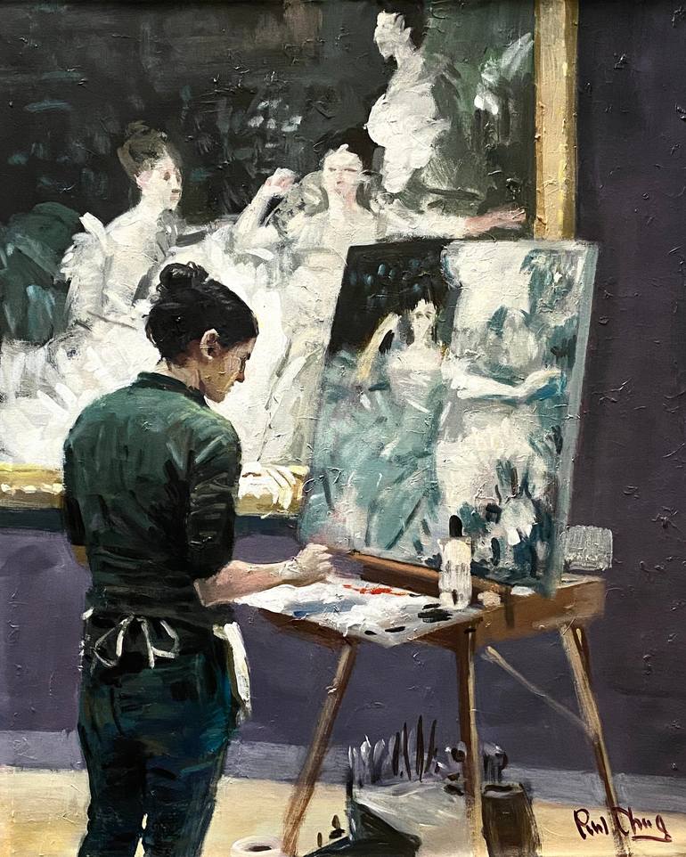 Artist In Art Museum Painting by Paul Cheng | Saatchi Art