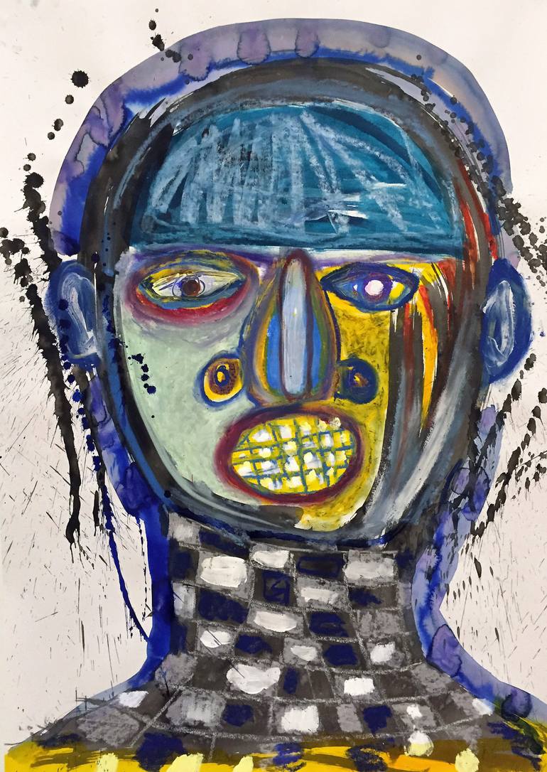 Yellow Face Drawing by BJ BROEKHUIZEN | Saatchi Art