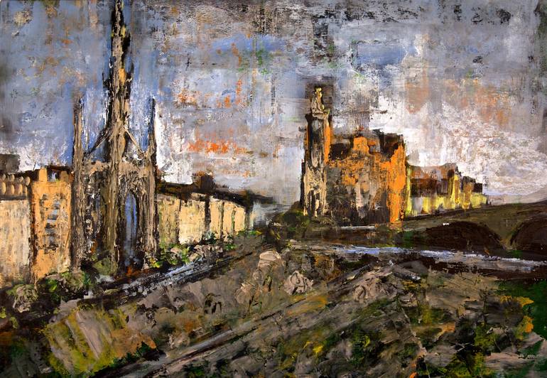 Edinburgh: Scott Monument and the Balmoral Painting by Julie Galante ...