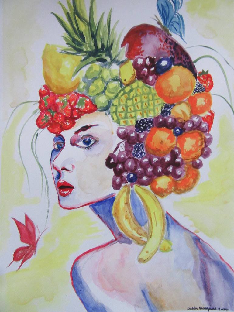 Fruit Lady Painting by Judith Woodfield | Saatchi Art