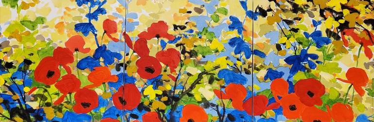 Coquelicot triptyque 1 Painting by Joo-Young Choé | Saatchi Art
