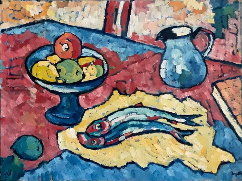 Still Life with Fish Painting by Jan Willem Versteeg | Saatchi Art
