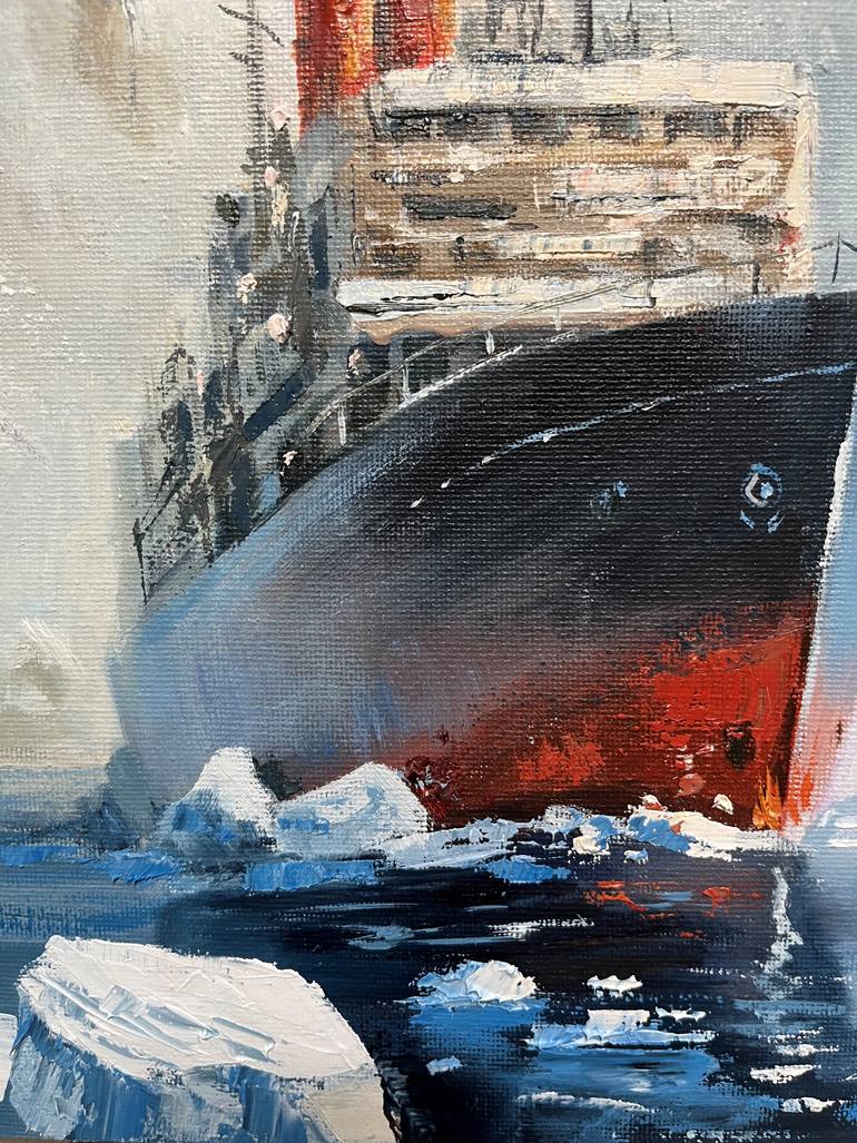 Icebreaker.Ship in ice.Ships and ocean.In ice captivity. Mixed Media by ...