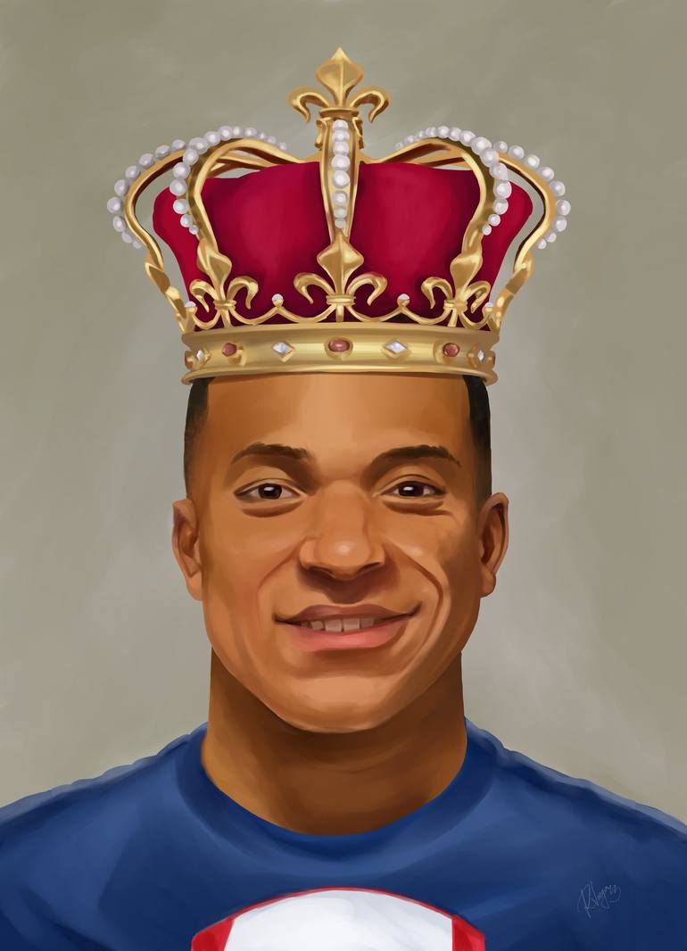 King Kylian Mbappé Portrait Painting by Romeo Varga | Saatchi Art