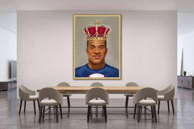 King Kylian Mbappé Portrait Painting by Romeo Varga | Saatchi Art