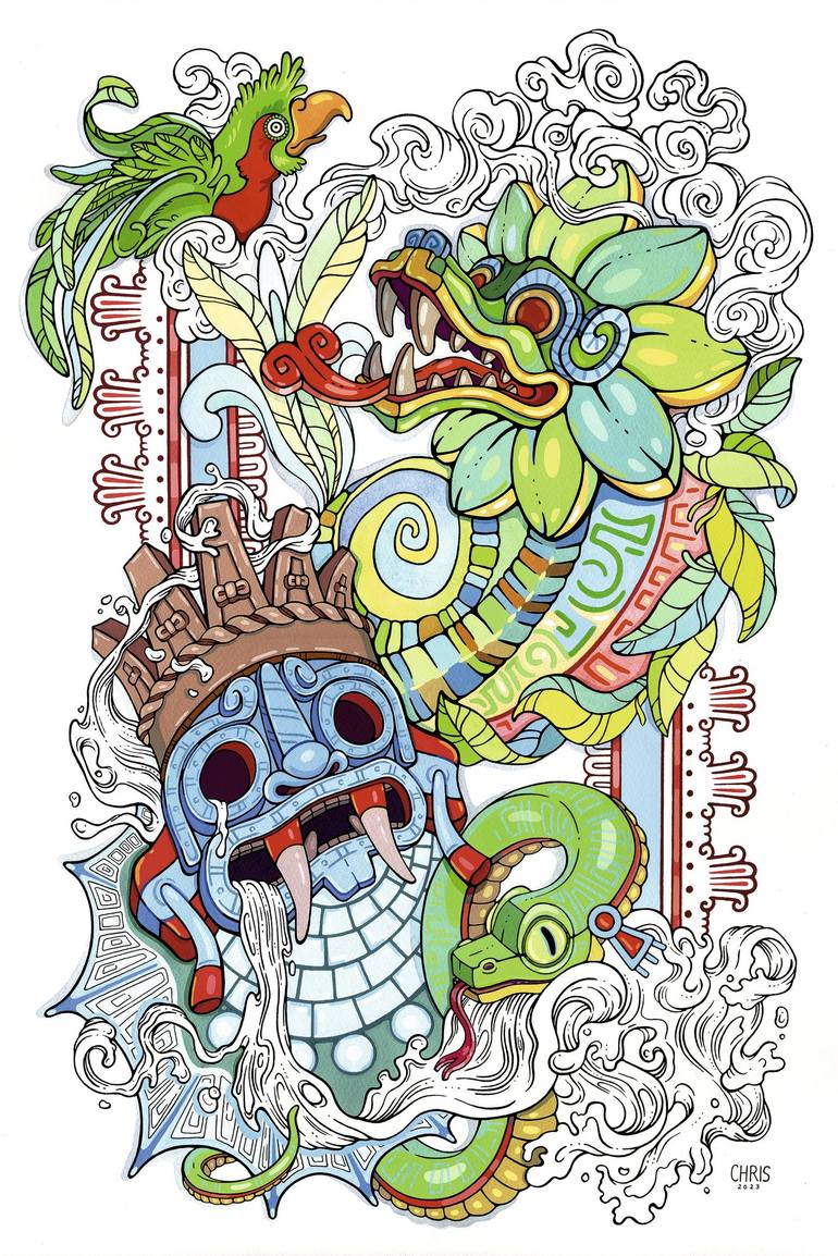 Wonders of Ancient Mesoamerica Painting by Christina Tyzhuk | Saatchi Art