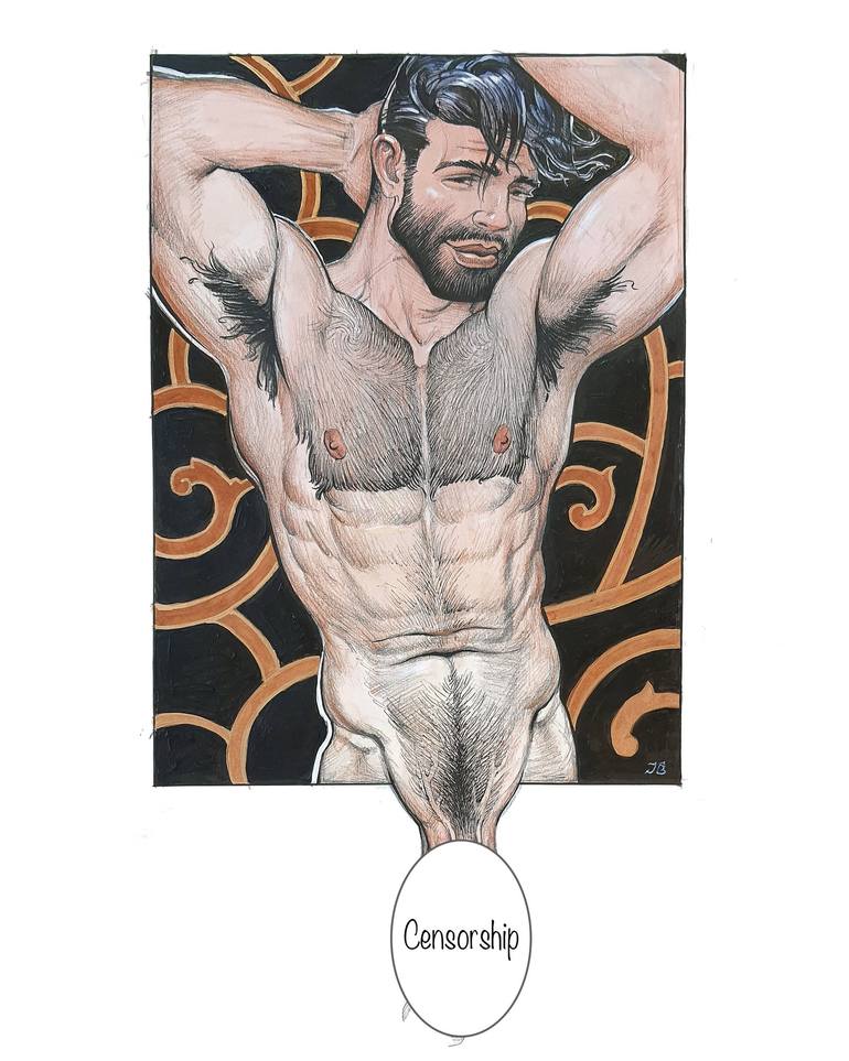 Man on an ornamental background Painting by Ivan Bubentcov | Saatchi Art