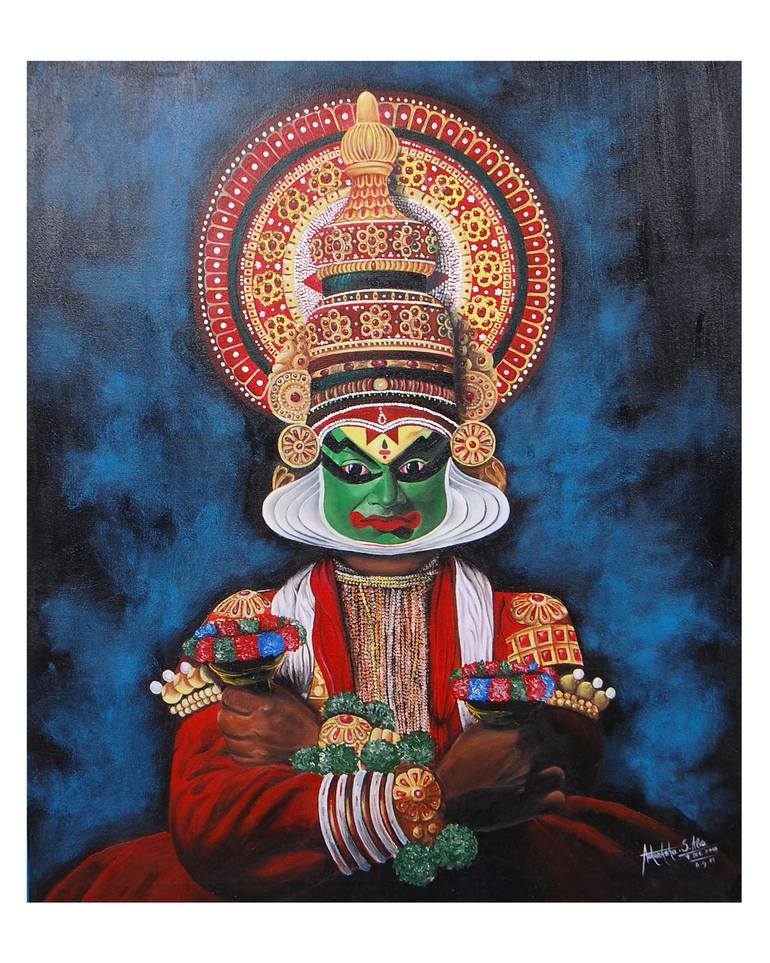 Colors of Devotion: Kathakali's Spiritual Odyssey Painting by Aakanksha ...