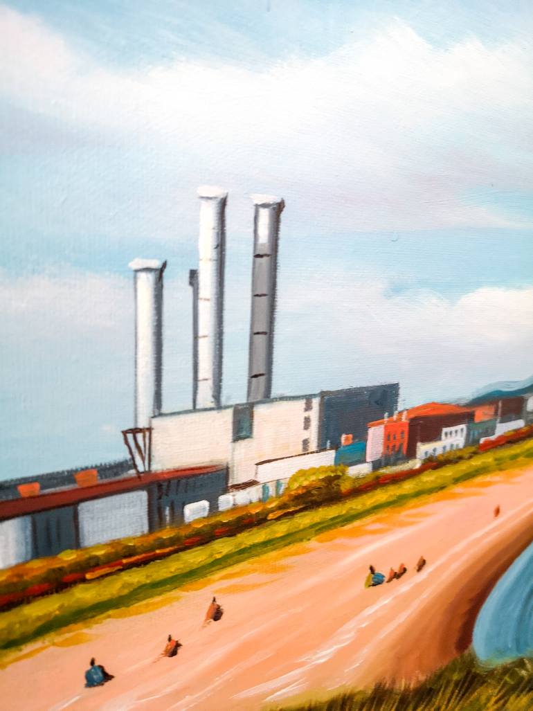 Poolbeg Chimneys, Dublin, Ireland Painting by Conor Kelly | Saatchi Art