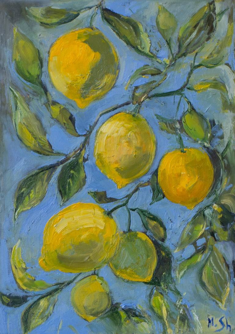 Lemons Adjara Painting by Maria Shvedova | Saatchi Art