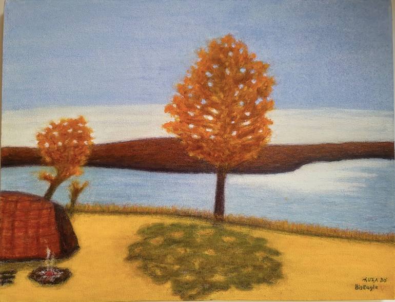 Sweat Lodge at Hulah Lake, Hominy, Oklahoma Painting by Duane BigEagle ...