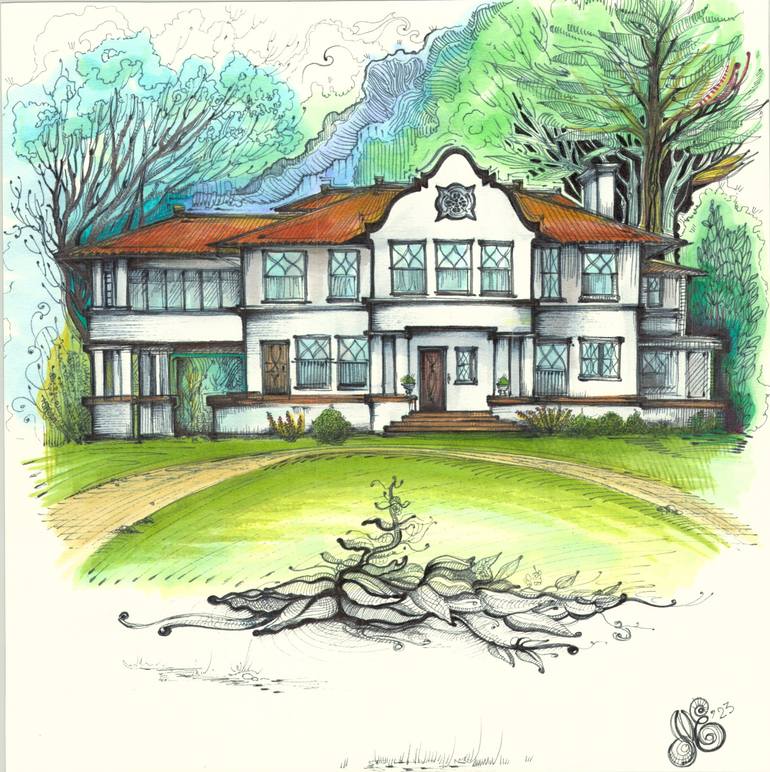 Neighbor Drawing by Elena Karlson | Saatchi Art