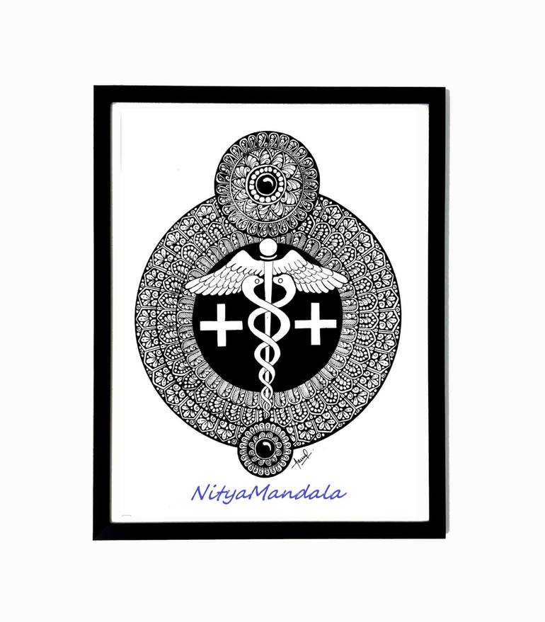 Mandala art with caduceus Drawing by Rashmi Singhal | Saatchi Art