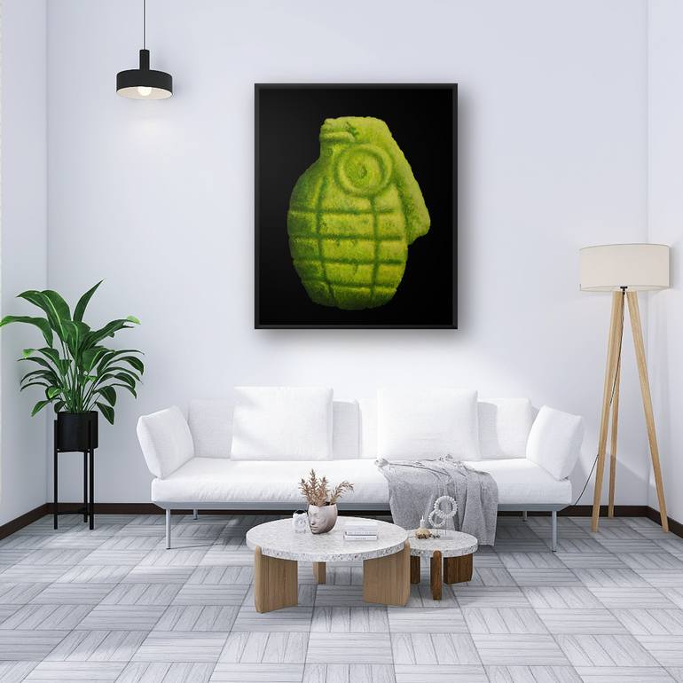 Green Grenade Ecstasy Pill Painting by Cehovsky Daniel | Saatchi Art