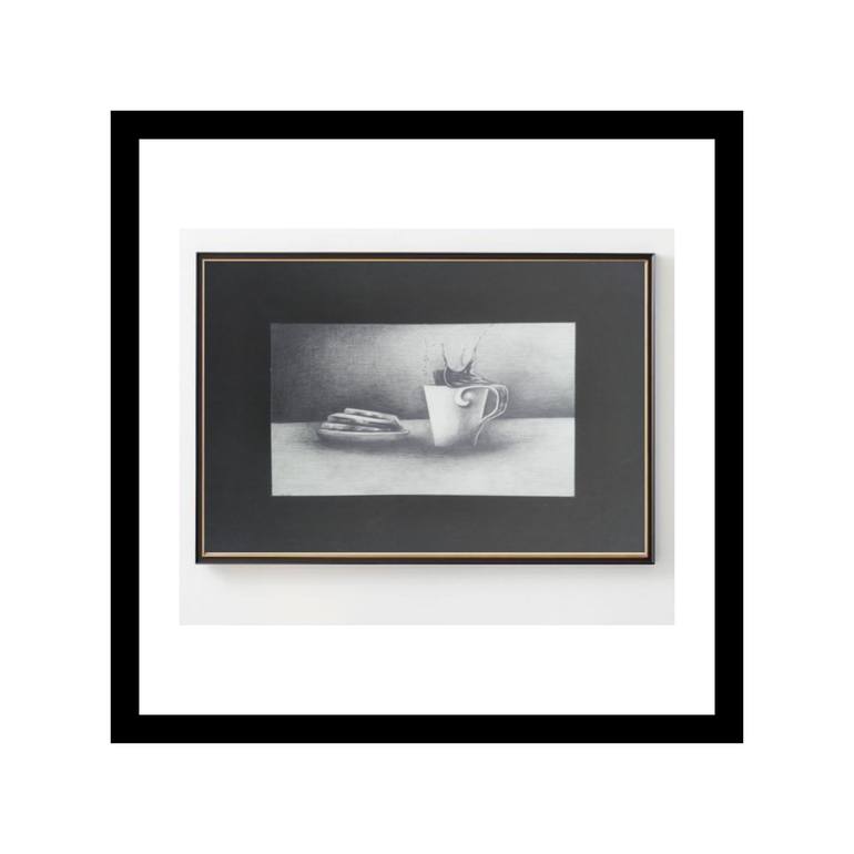 Serenity in monochromatic cup of tea Drawing by Hani Abaid | Saatchi Art