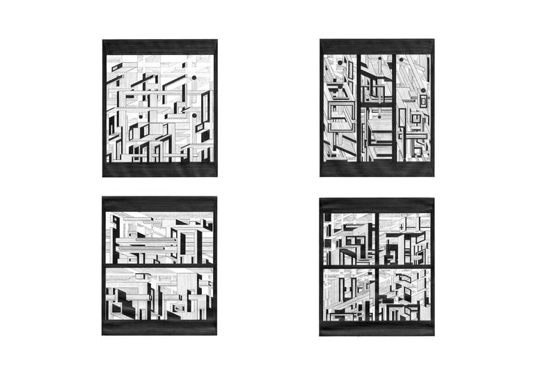 Four Squares (1,2,3,4) Drawing by David Boyd | Saatchi Art