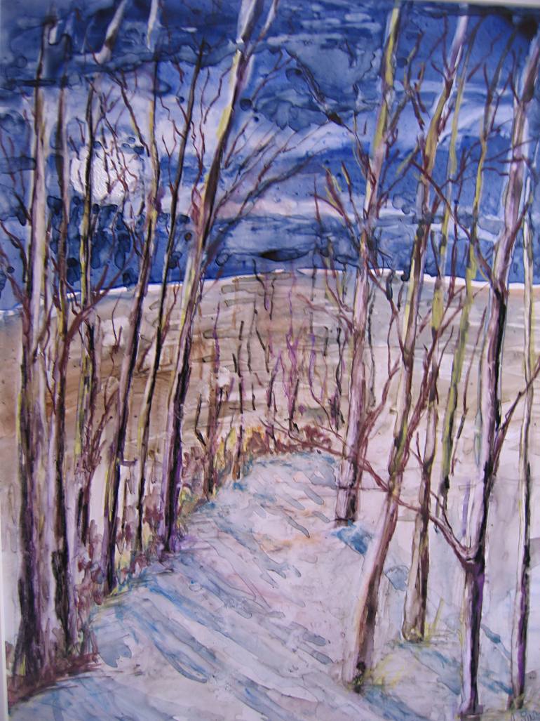 Winter Moon II Painting by Linda Webb-varian | Saatchi Art