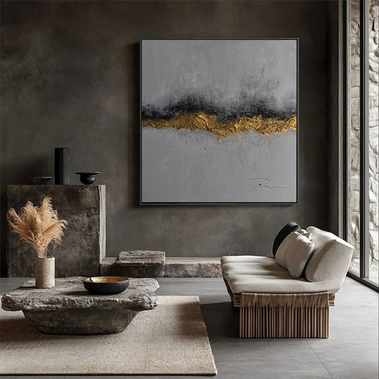 Refined Gold Minimalism Painting by Indie Ru | Saatchi Art