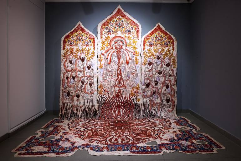 Flaming Altar Painting by Piyali Sadhukhan | Saatchi Art