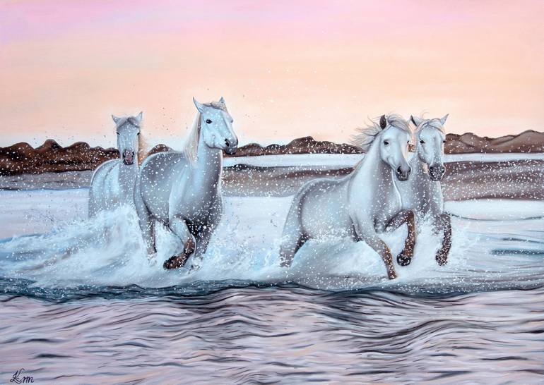 Sunset Gallop Drawing by Kerli Erm | Saatchi Art