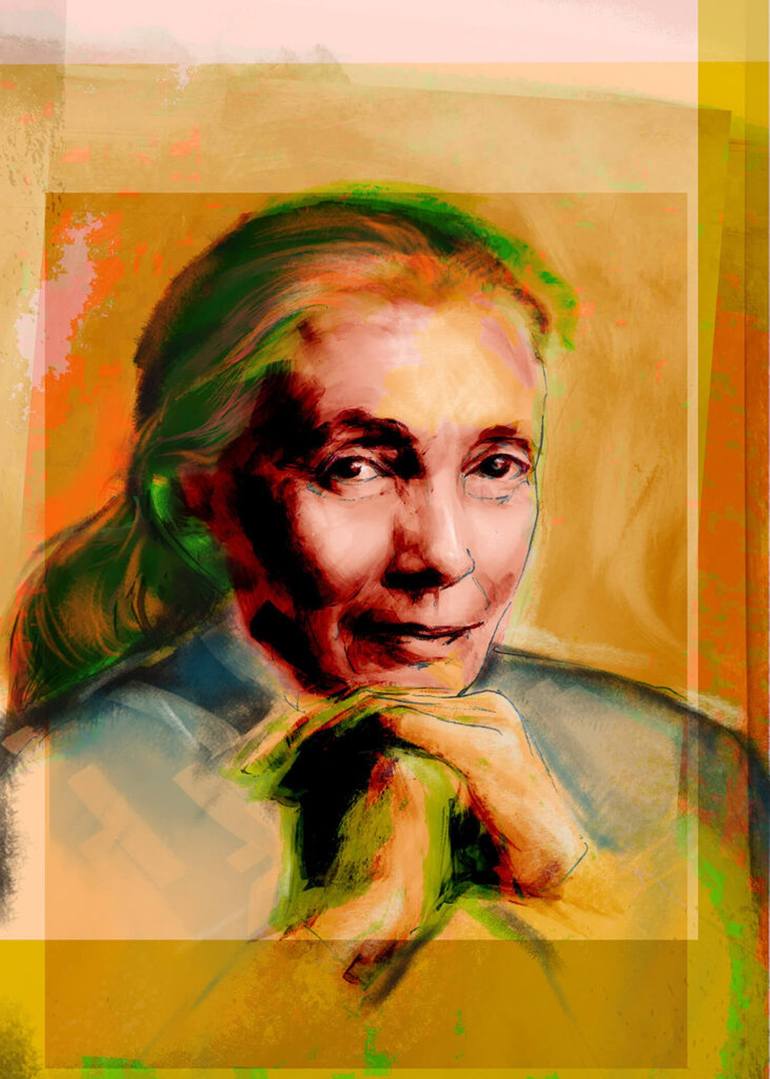 Jane Goodall Digital by Katherine Krizek | Saatchi Art