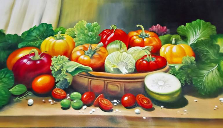 Colorful Vegetable Painting that Symbolizes Life’s Richness Painting by ...