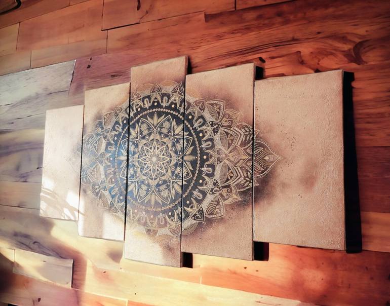 Polyptic Asian Mandala Painting by Isabelle Richaud | Saatchi Art