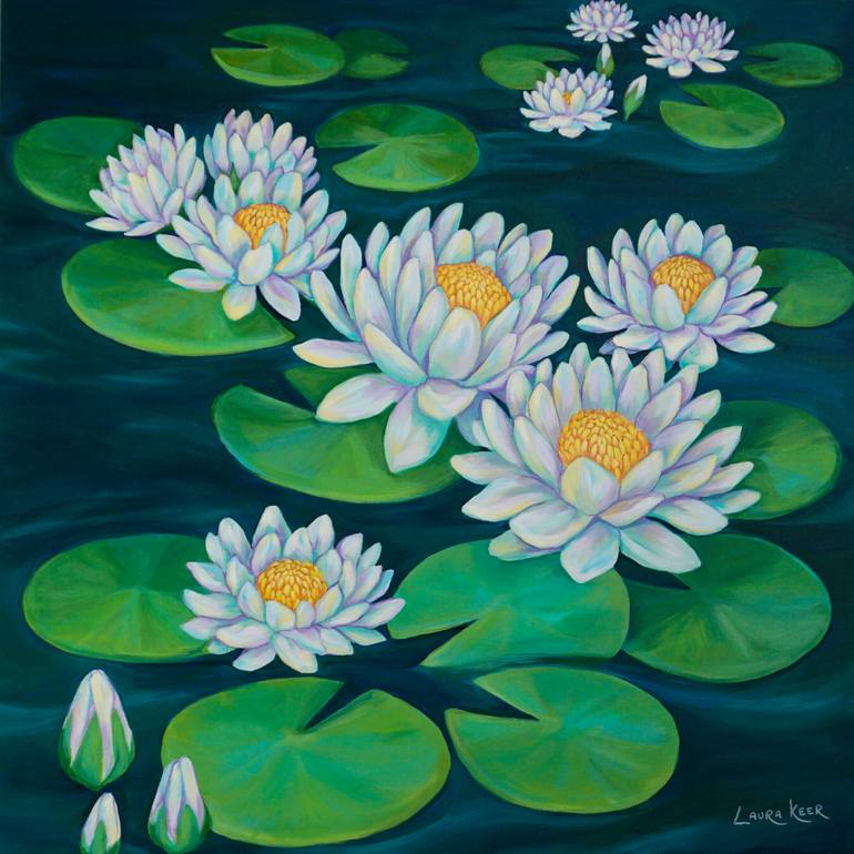 Waterlillies Painting by Laura Keer | Saatchi Art