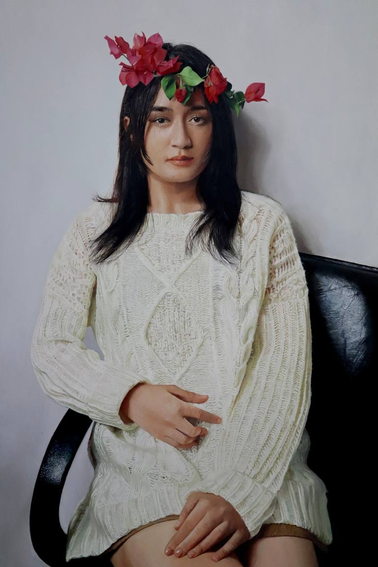 Girl in white(pim) Painting by Chayanin Nakapan | Saatchi Art