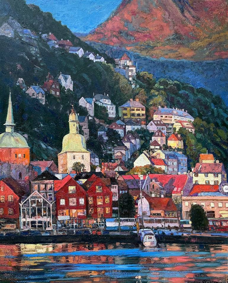 Living colors of Bergen Painting by Nadezda Stupina | Saatchi Art