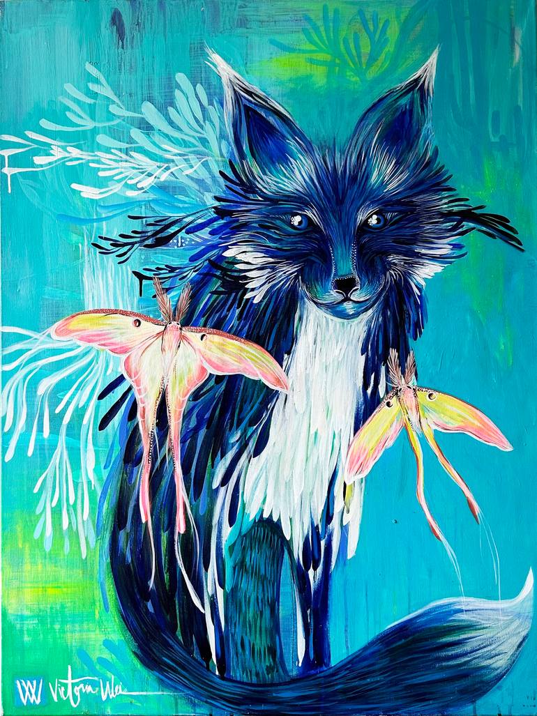 Electric Fox Painting by Victoria Weiss | Saatchi Art
