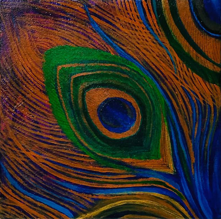 Beautiful Peacock Feather Art Painting by Usra Iqbal | Saatchi Art