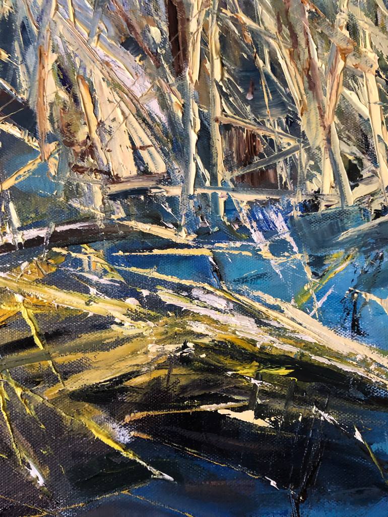 Winter landscape. Reeds and Ice Painting by Galina Sviridenko | Saatchi Art